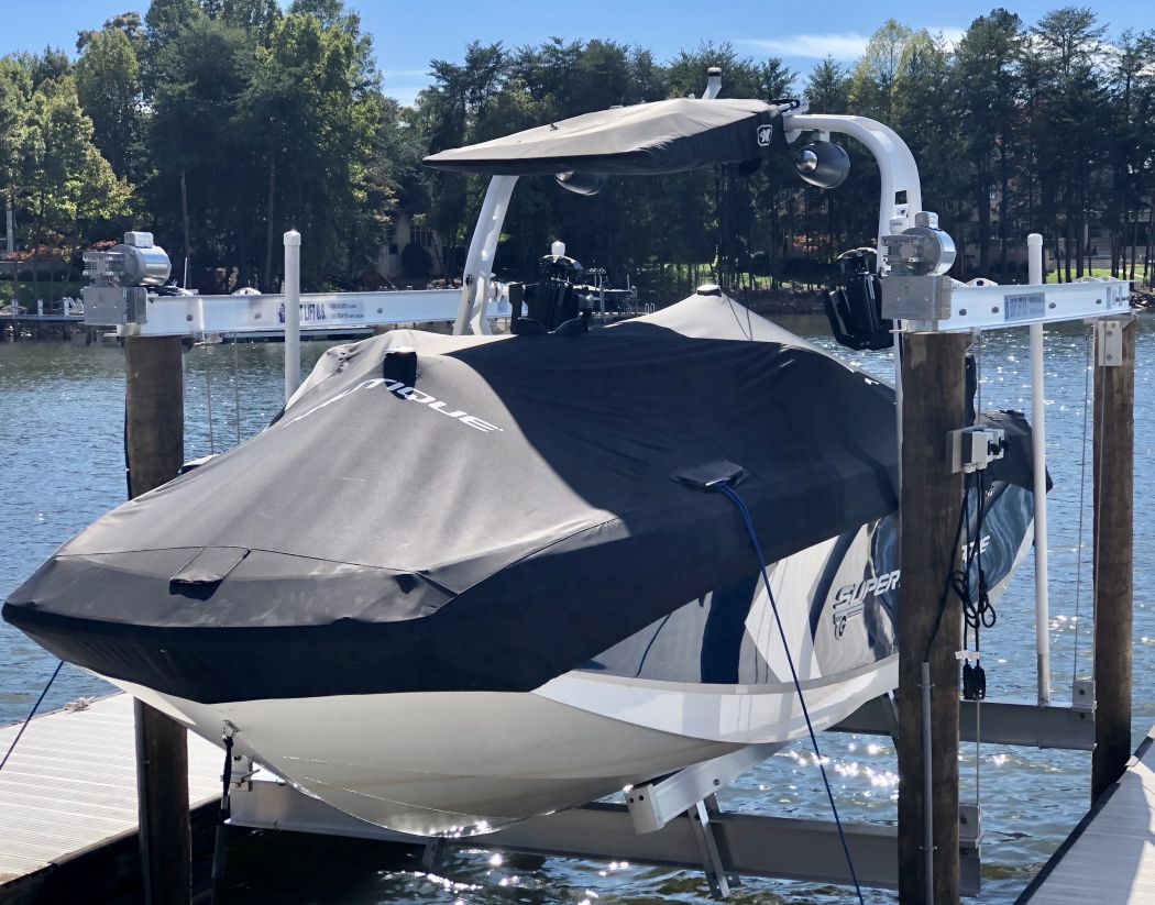 8K BLUS 4 Post Cable Boat Lift Install | Hi & Dri Boat Lift Systems